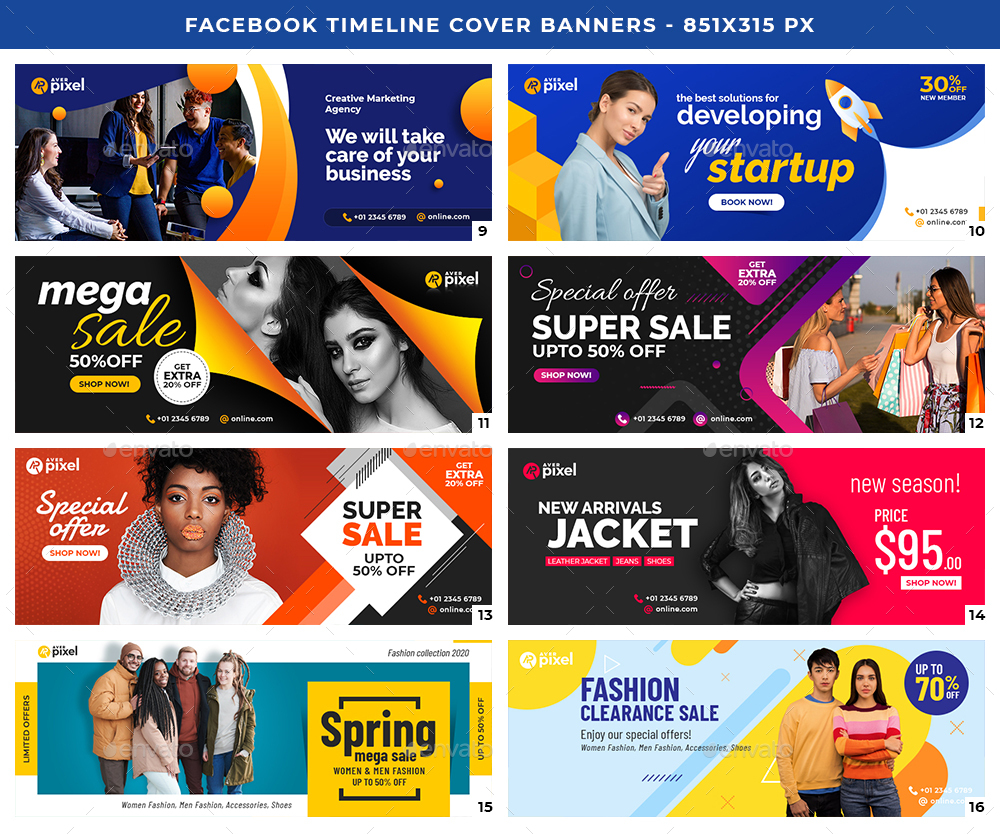 60-Facebook Timeline Cover Banners, Web Elements | GraphicRiver