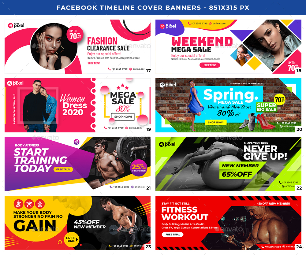 60-Facebook Timeline Cover Banners, Web Elements | GraphicRiver