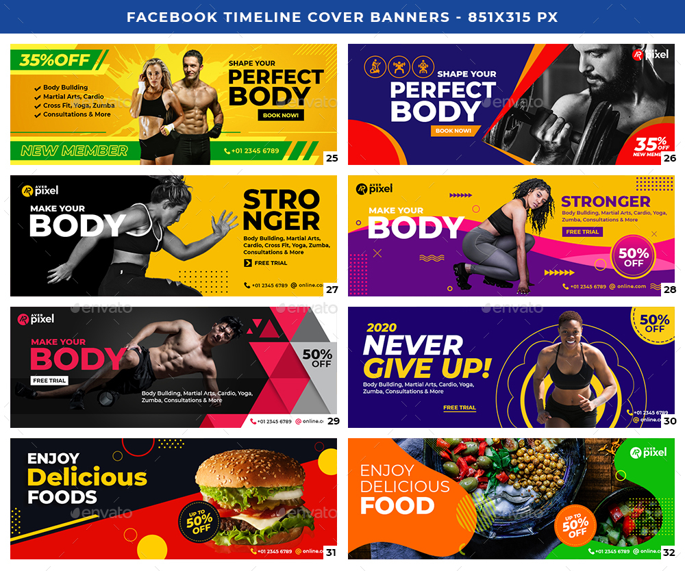 60-Facebook Timeline Cover Banners, Web Elements | GraphicRiver