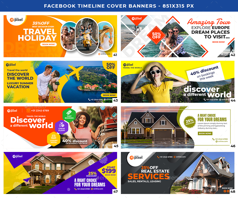 60-Facebook Timeline Cover Banners, Web Elements | GraphicRiver