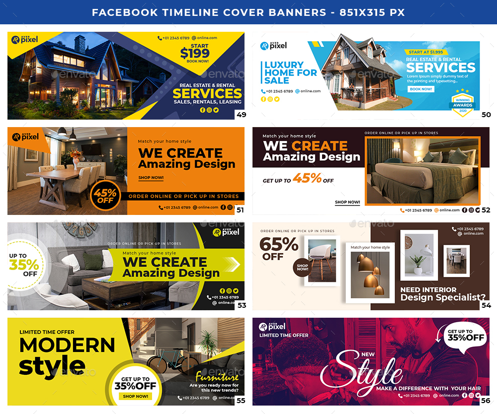 60-Facebook Timeline Cover Banners, Web Elements | GraphicRiver