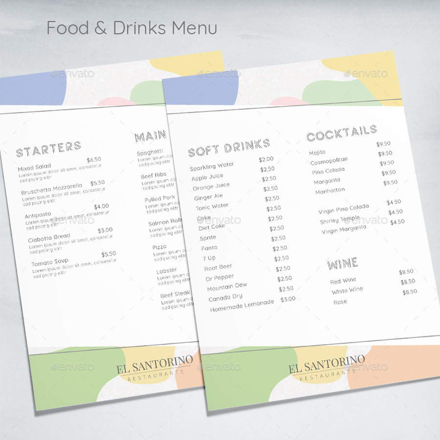 Abstract Pastel Menu, Print Templates | GraphicRiver