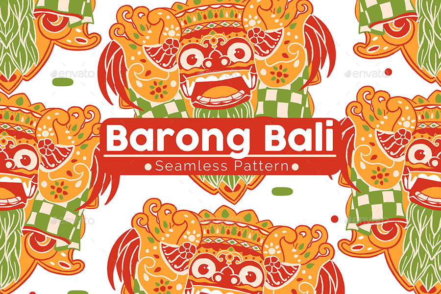Barong Bali Seamless Pattern, Graphics | GraphicRiver