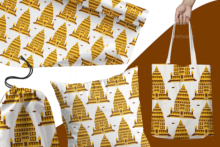 Prambanan Temple Seamless Pattern, Graphics | GraphicRiver