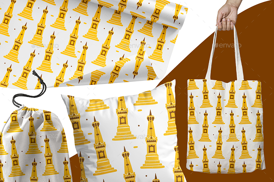 Yogyakarta Monument Seamless Pattern, Graphics | GraphicRiver