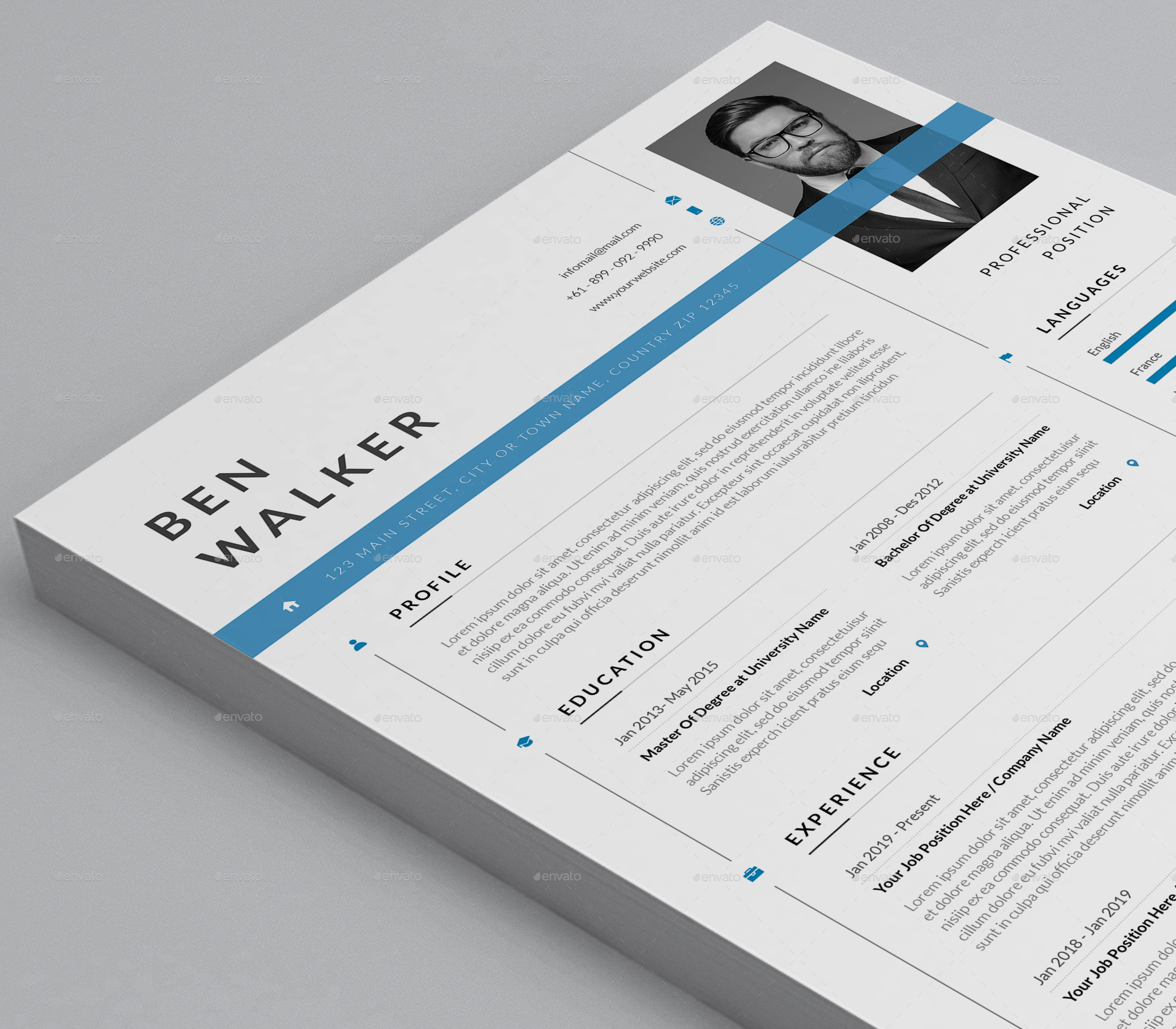 Resume / CV Template Vol.12, Print Templates | GraphicRiver