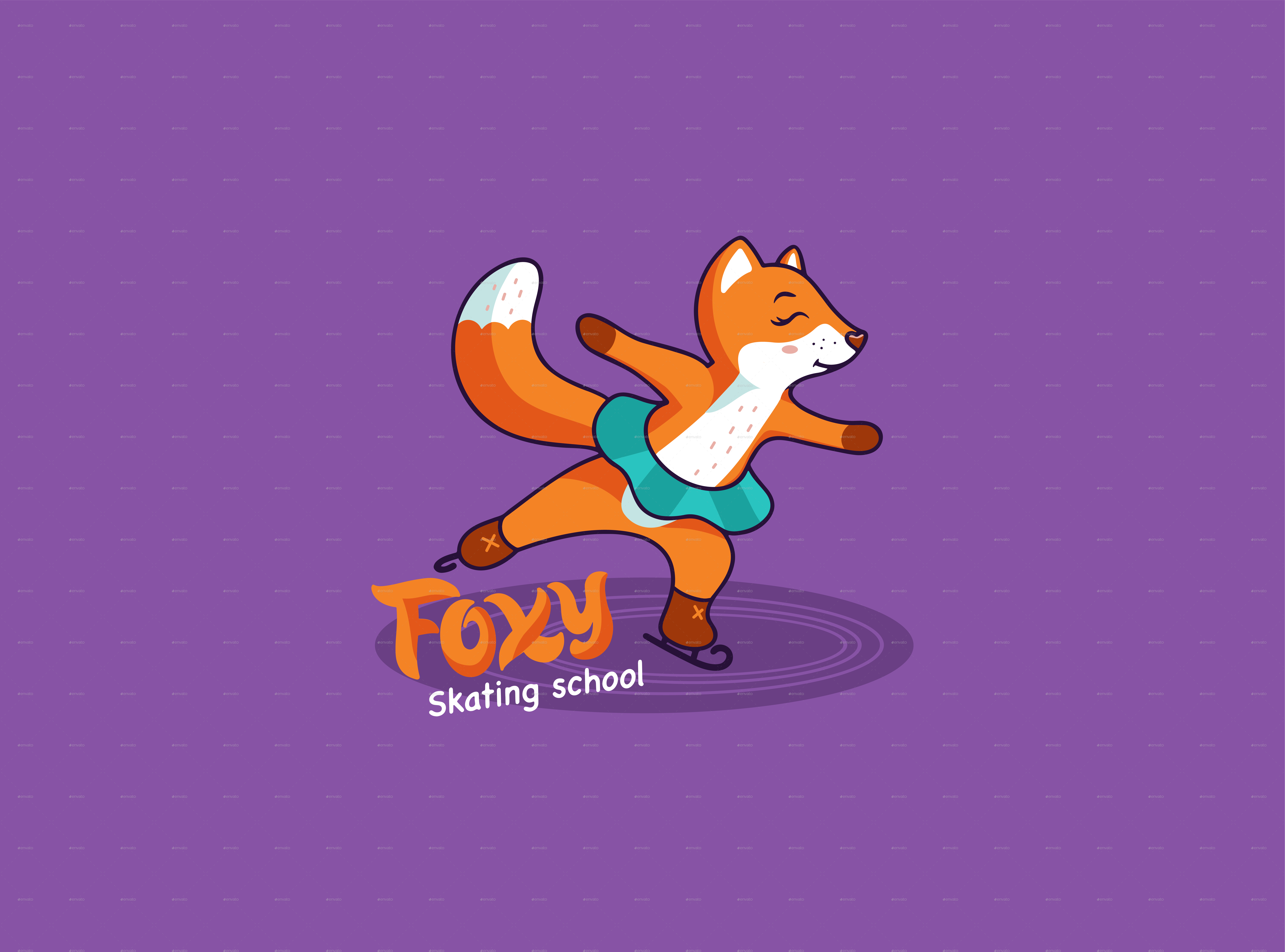 Fox Character Ice Skating, Vectors | GraphicRiver