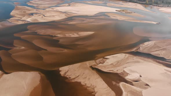 Wisla River Dry Riverbed Aerial Background. Drought Season in Poland ...