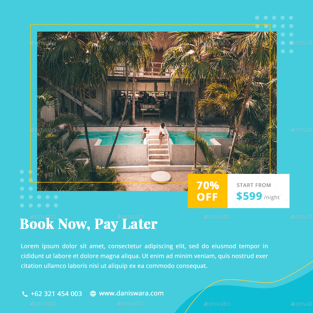 Daniswara - Hotel and Resort Instagram Post Template, Web Elements