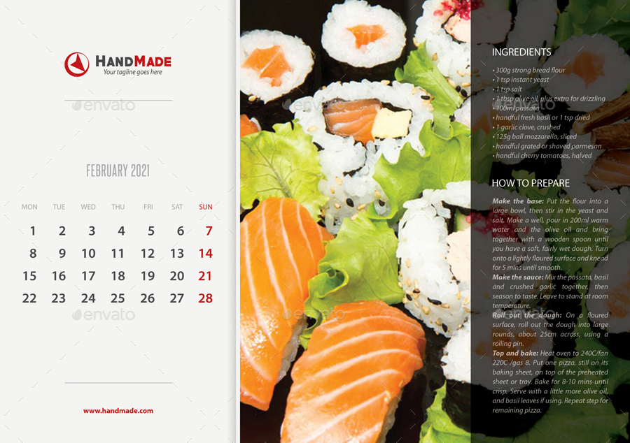 Cook And Food Desk Calendar 2021, Print Templates | GraphicRiver
