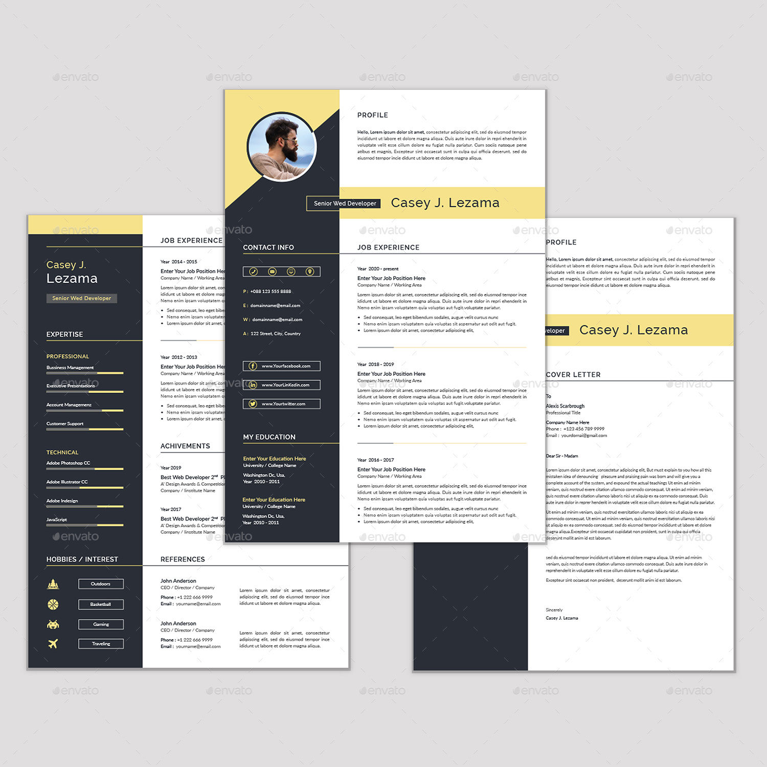 Resume/CV (2 Page) + Cover Letter, Print Templates | GraphicRiver