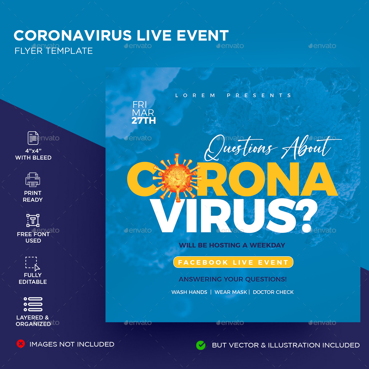 Coronavirus Live Event Flyer & Banner, Print Templates | GraphicRiver