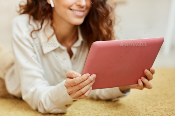 Freelancer With Pink Tablet PC Stock Photo by seventyfourimages | PhotoDune