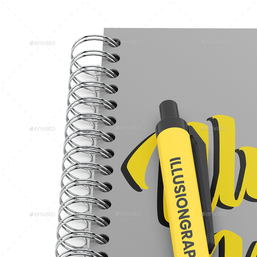 A5 Notebook with Ring Binger and Pen Mockup, Graphics | GraphicRiver