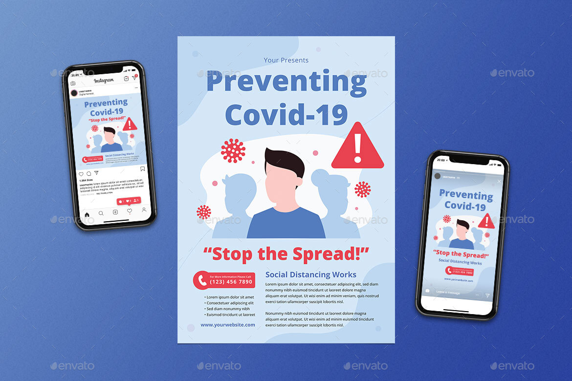 Preventing Covid-19 Flyer Set, Print Templates | GraphicRiver