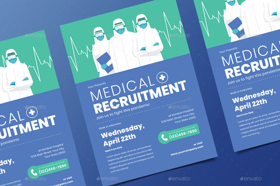 Medical Recruitment Flyer Set, Print Templates | GraphicRiver