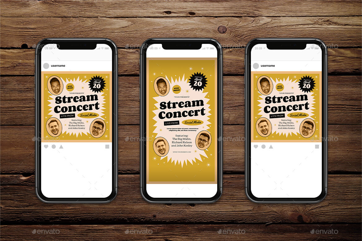 Live Stream Concert Flyer Set, Print Templates | GraphicRiver