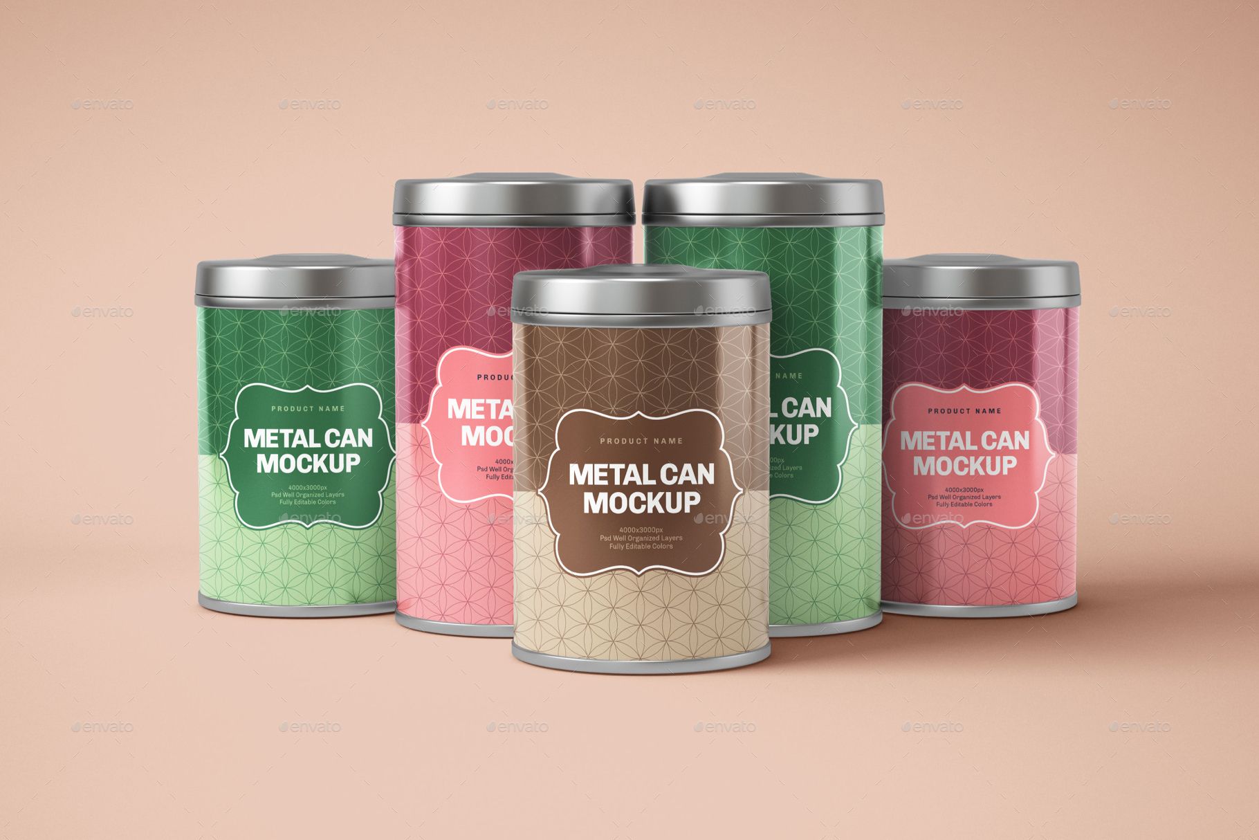 Glossy Round Tin Can Box Mockup Set, Graphics | GraphicRiver