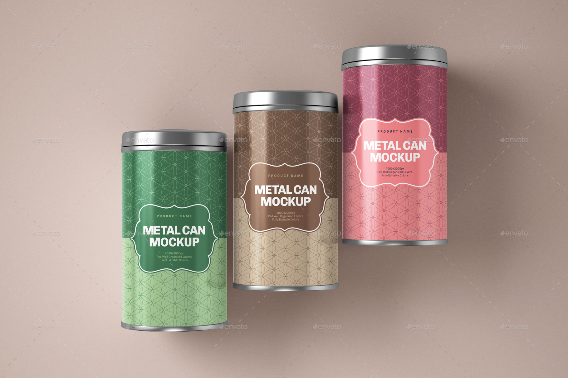 Glossy Round Tin Can Box Mockup Set, Graphics | GraphicRiver