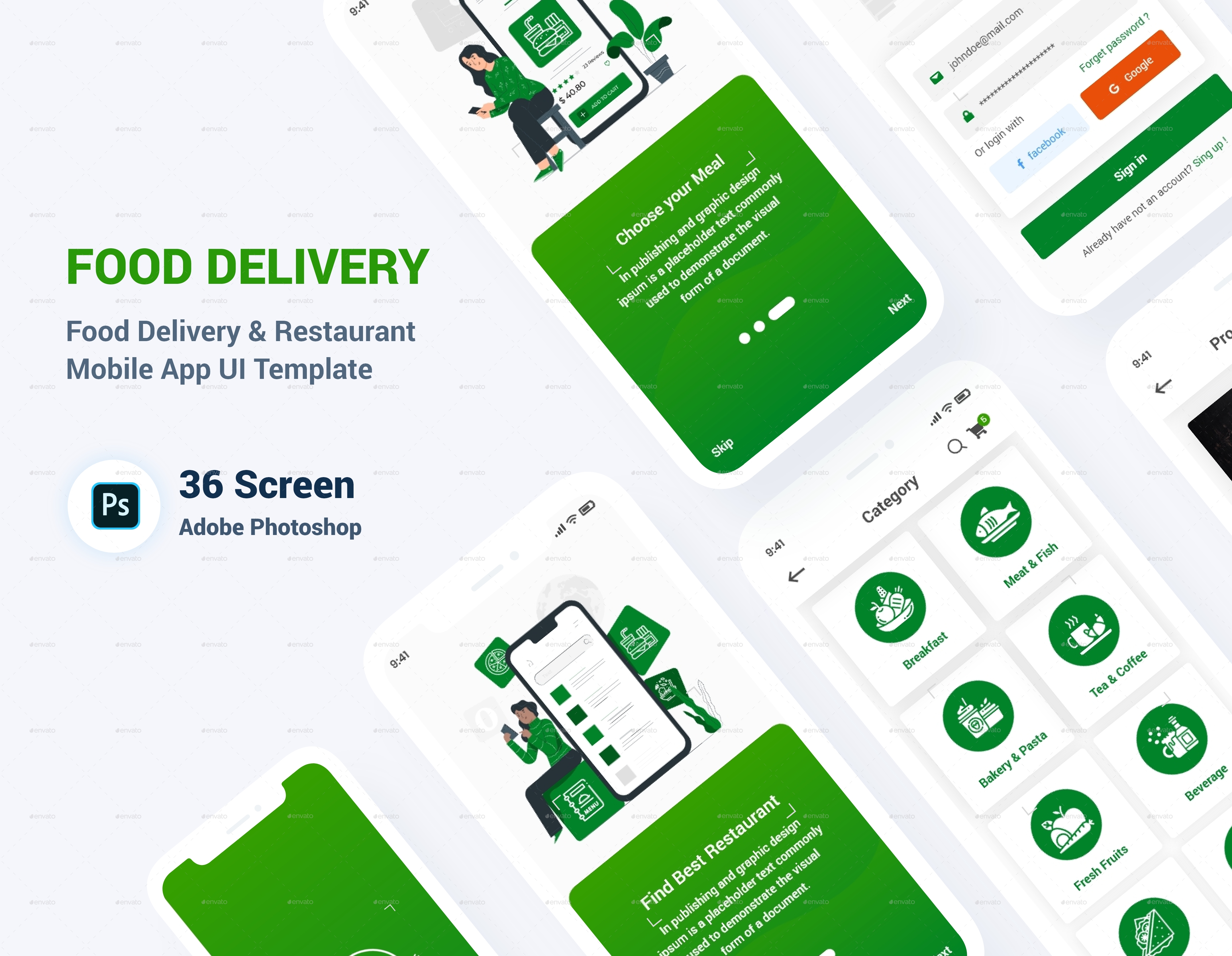 Food Delivery Restaurant Mobile App UI Template, Web Elements ...