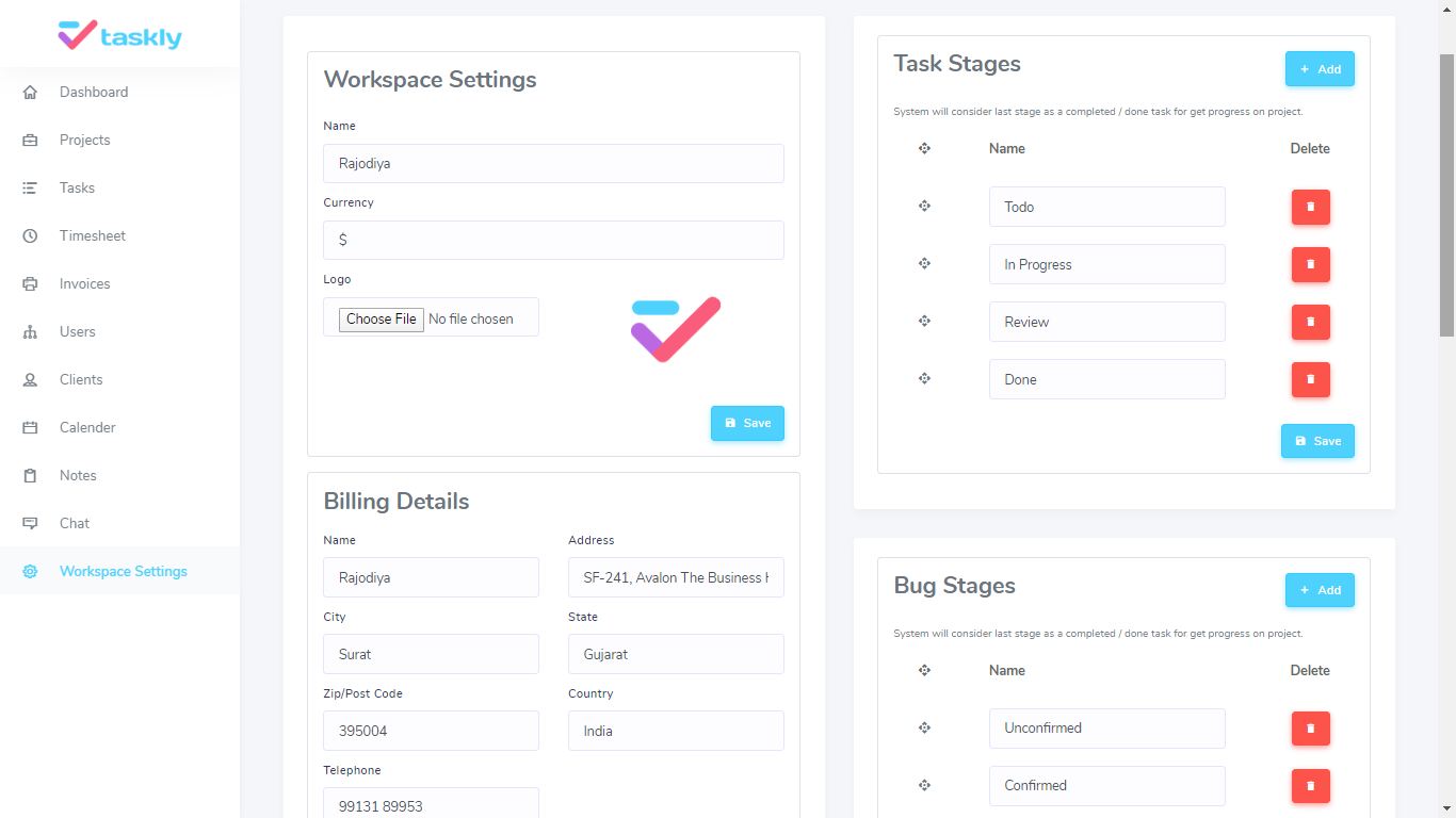 TASKLY – Project Management Tool by RajodiyaInfotech | CodeCanyon