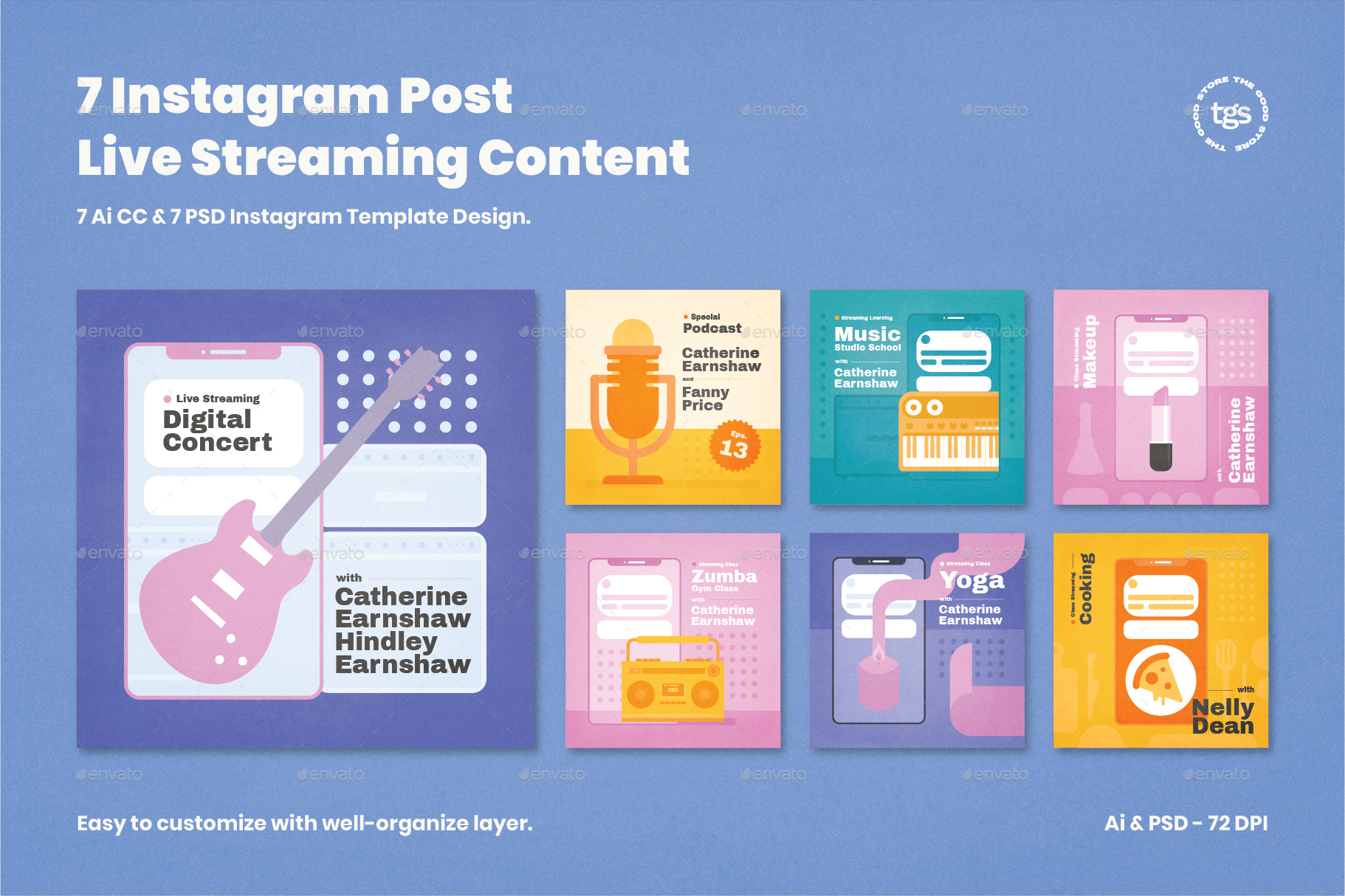 7 Instagram Post Live Streaming Content, Web Elements | GraphicRiver