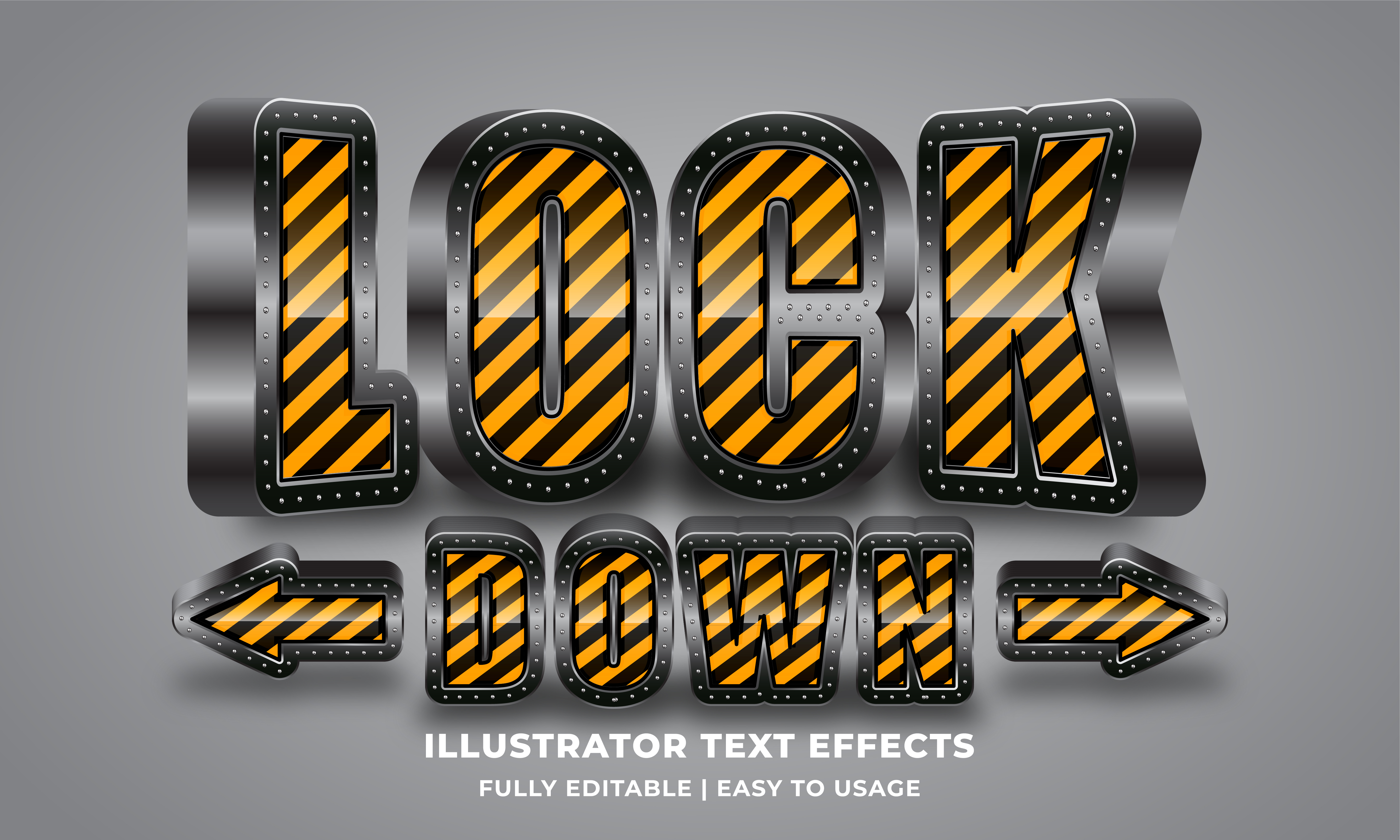 Lockdown 3d Text Effect for Illustrator, Add-ons | GraphicRiver