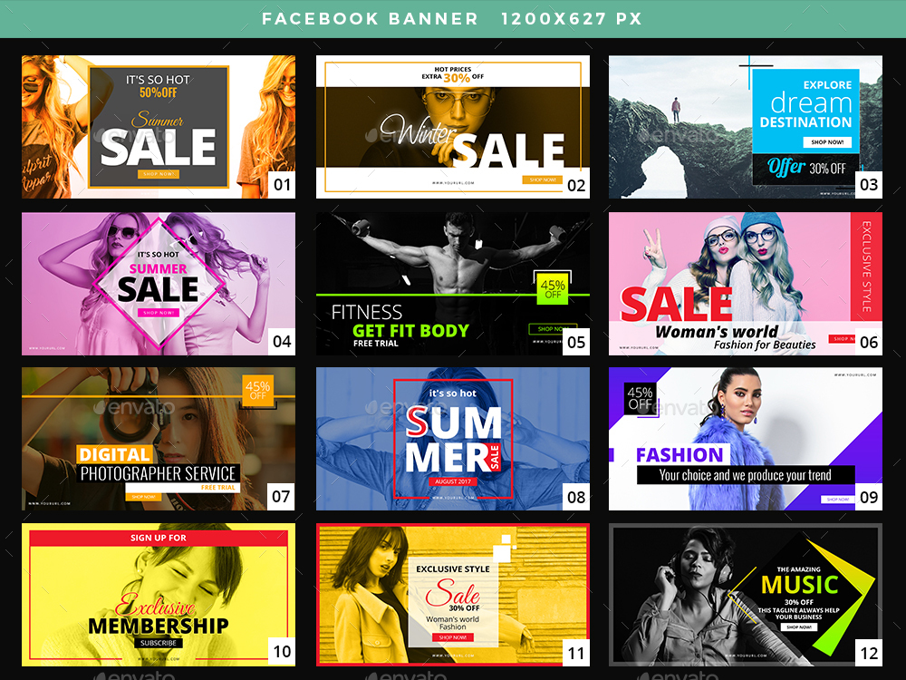 20 Facebook, Instagram & Pinterest Social Media Pack, Web Elements