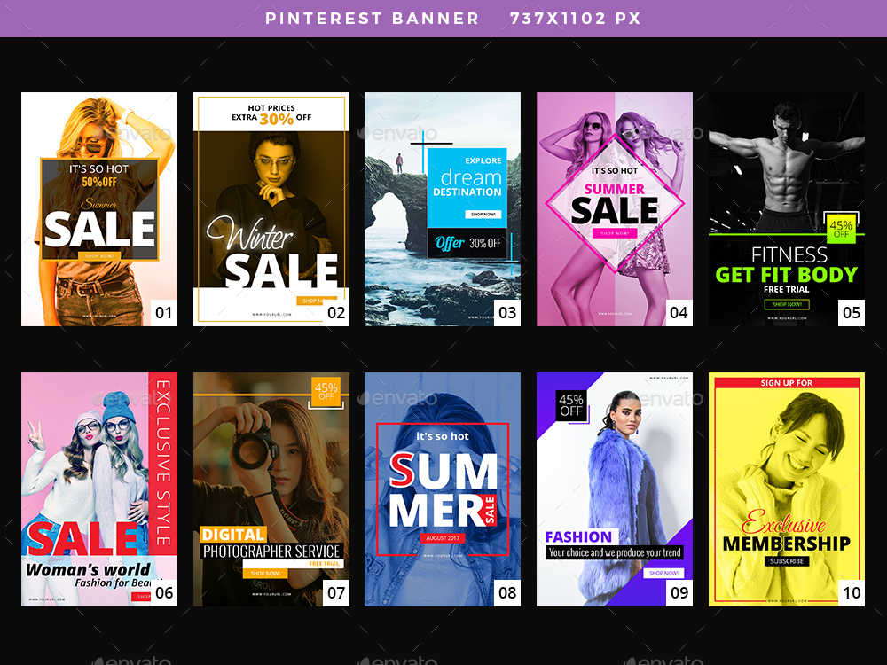 20 Facebook, Instagram & Pinterest Social Media Pack, Web Elements