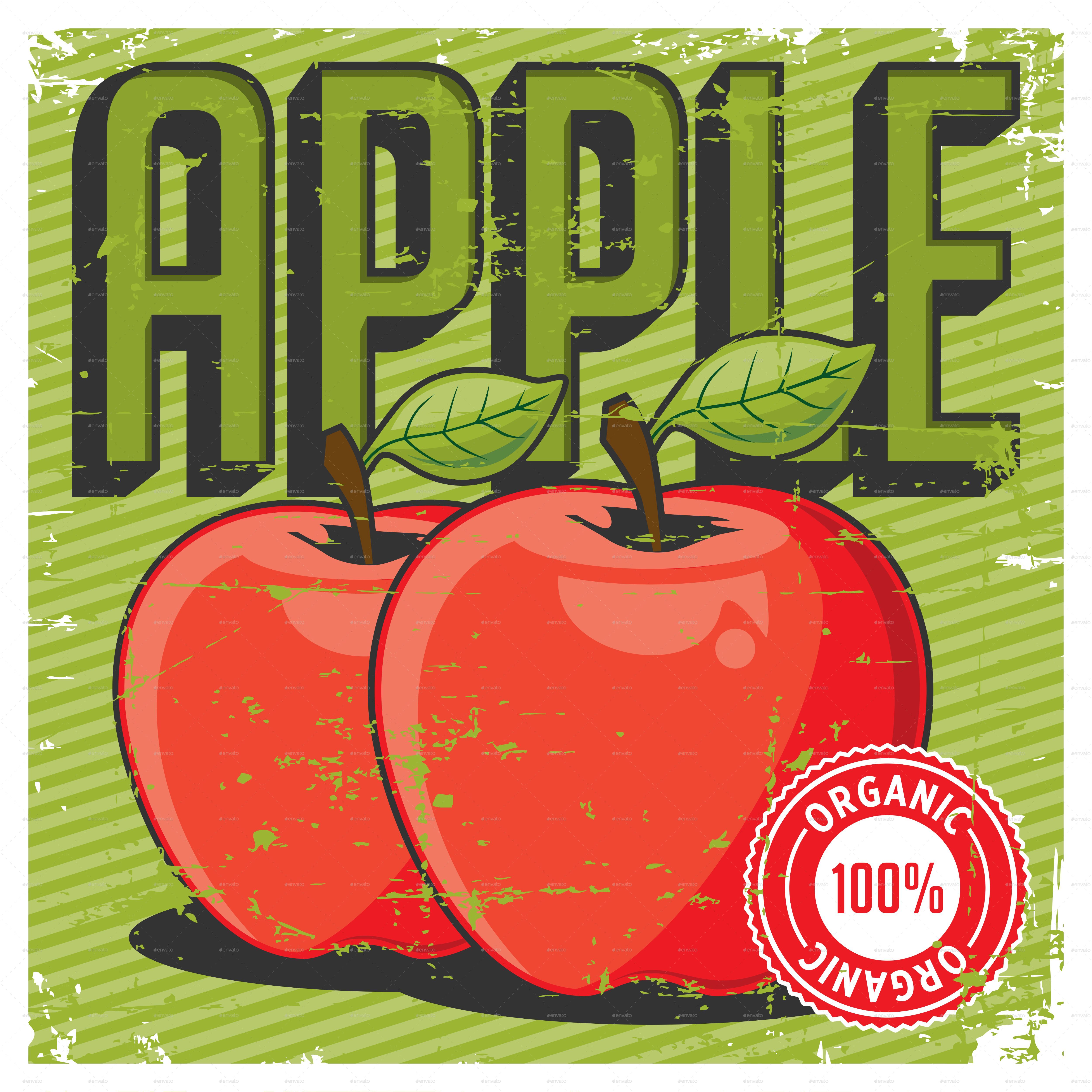 Apple Retro Signage Vintage Poster Vector, Vectors | GraphicRiver