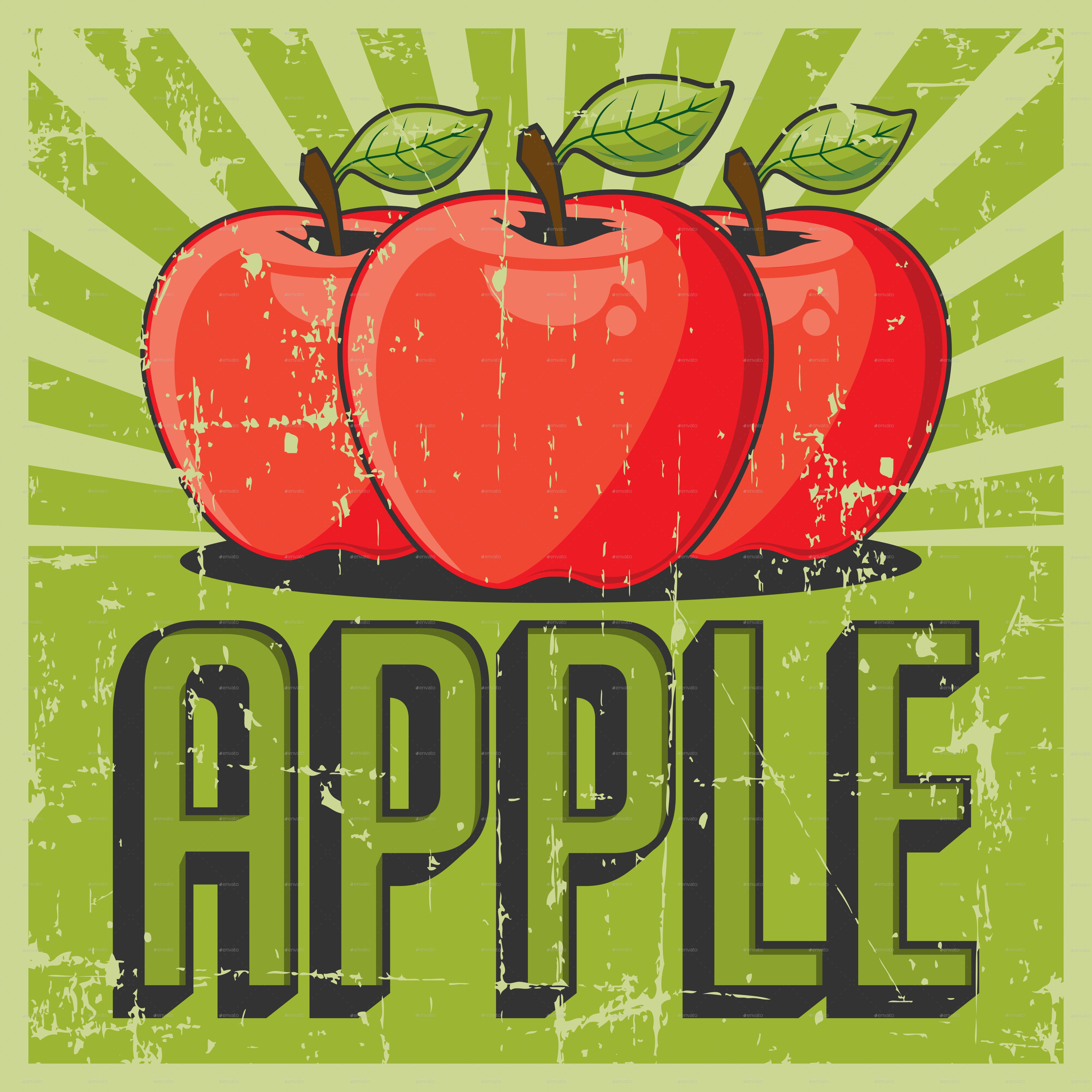 Apple Retro Signage Vintage Poster Vector, Vectors | GraphicRiver