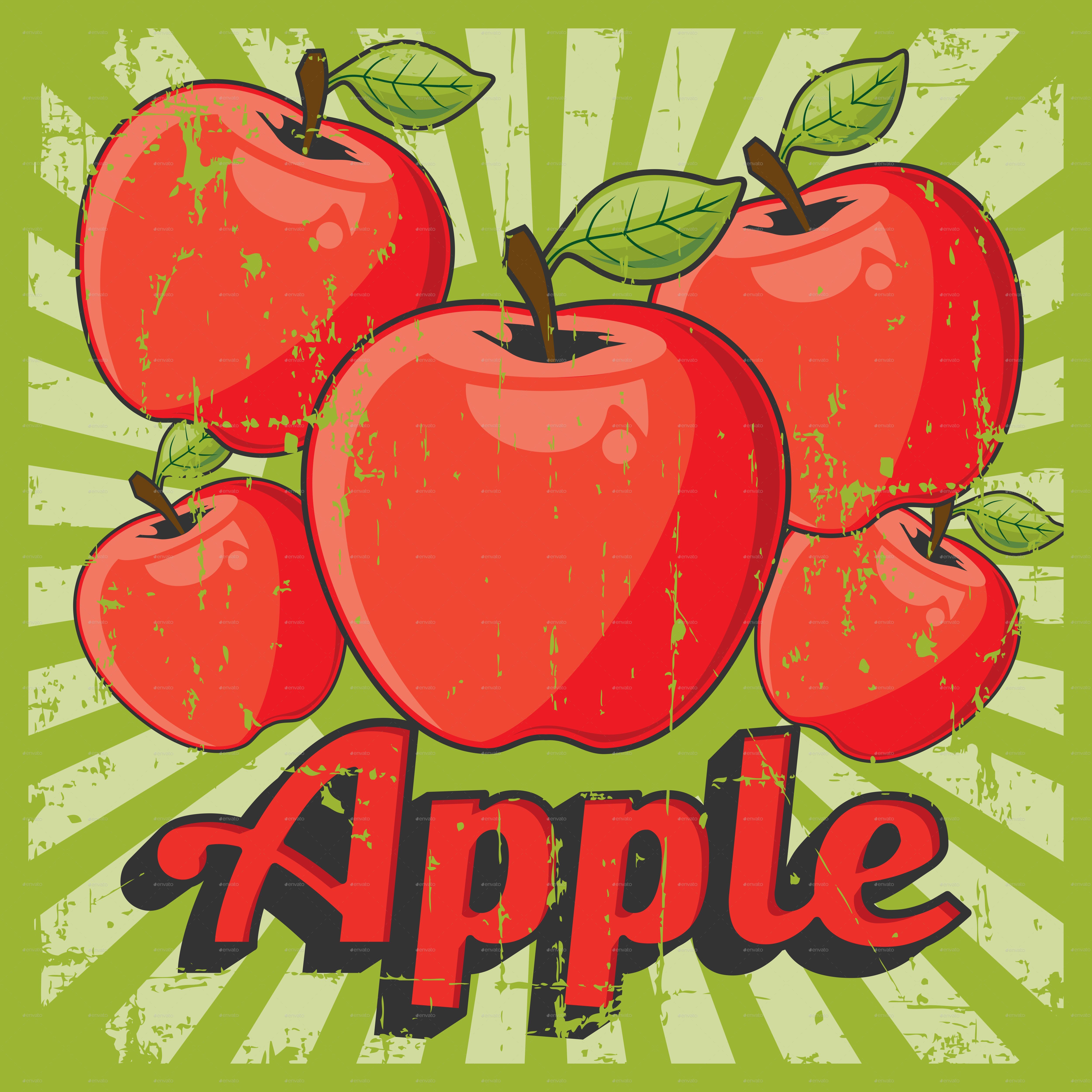 Apple Retro Signage Vintage Poster Vector, Vectors | GraphicRiver