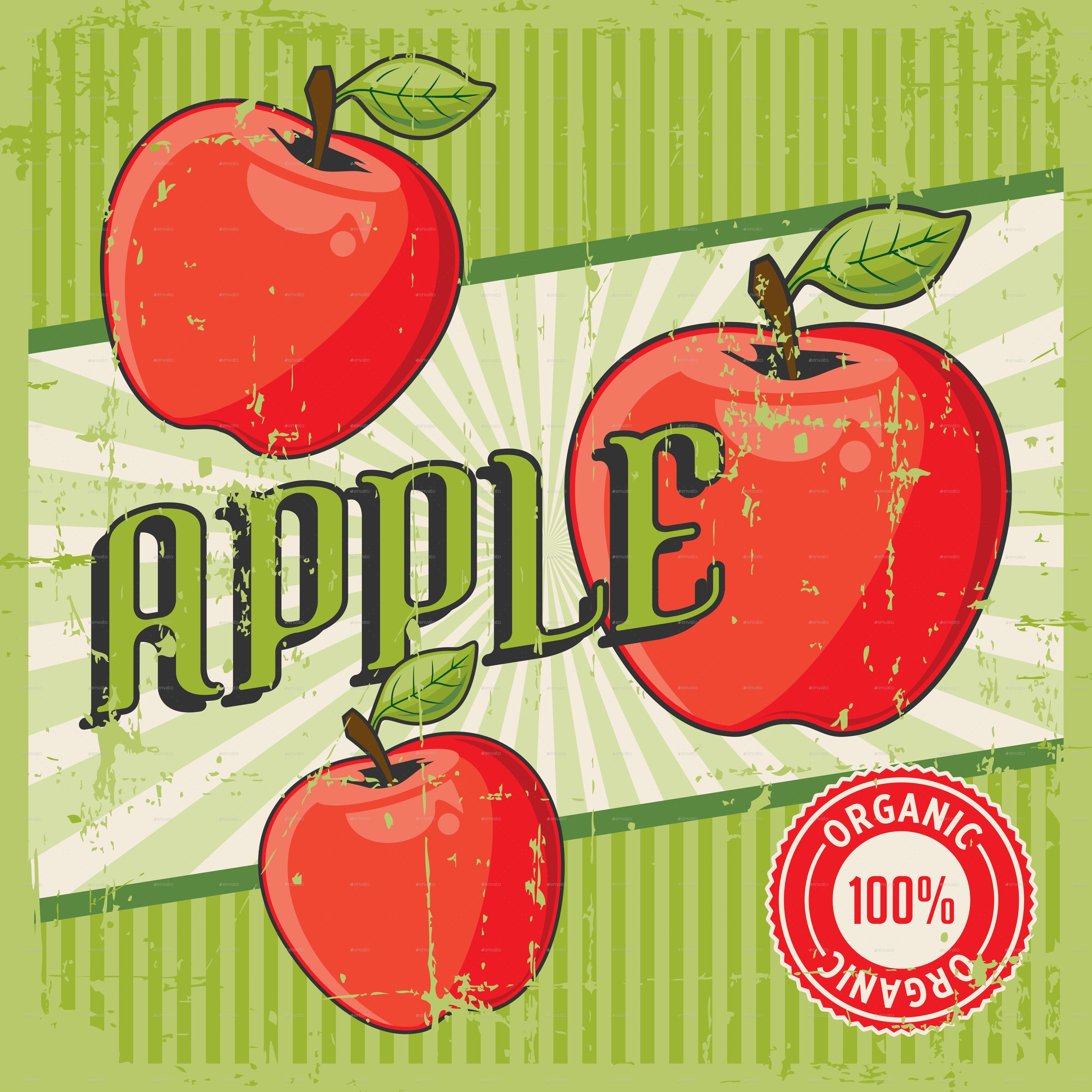 Apple Retro Signage Vintage Poster Vector, Vectors | GraphicRiver