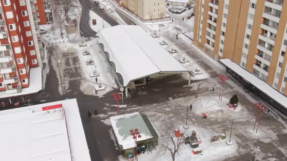 Akalla Transit Station, Stockholm, Sweden. Drone Footage Of Train ...
