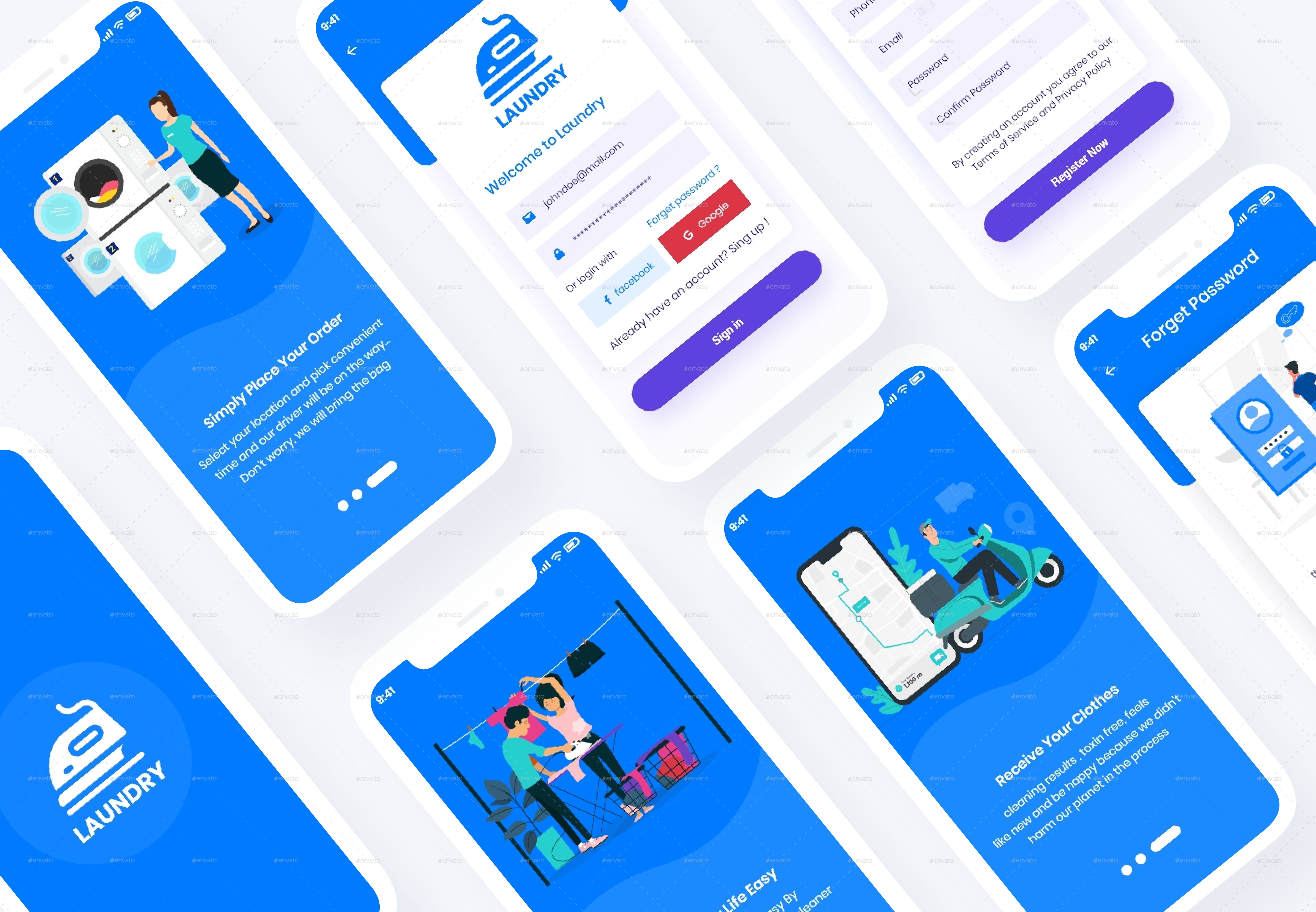 Laundry Mobile App UI Template, Web Elements | GraphicRiver