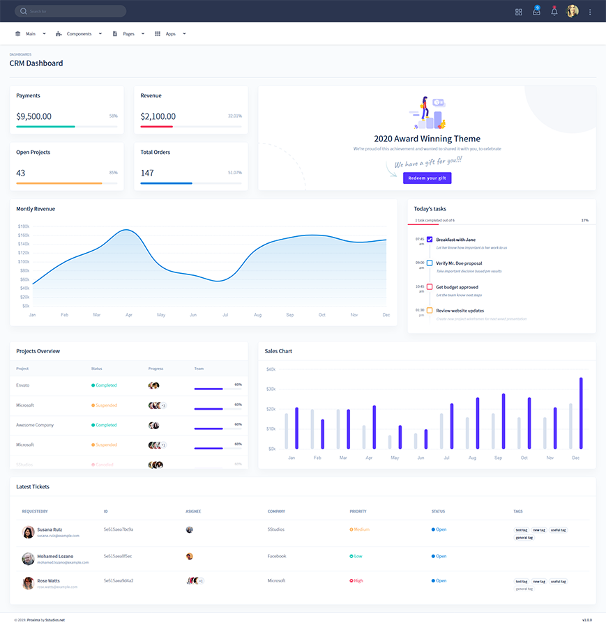 Proxima - Angular 9 Admin Template by 5studiosnet | ThemeForest