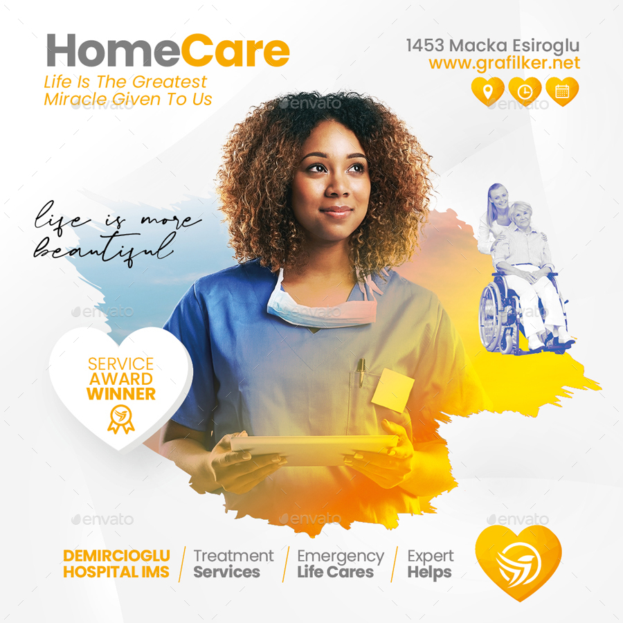 Home Care Social Media Templates, Web Elements | GraphicRiver