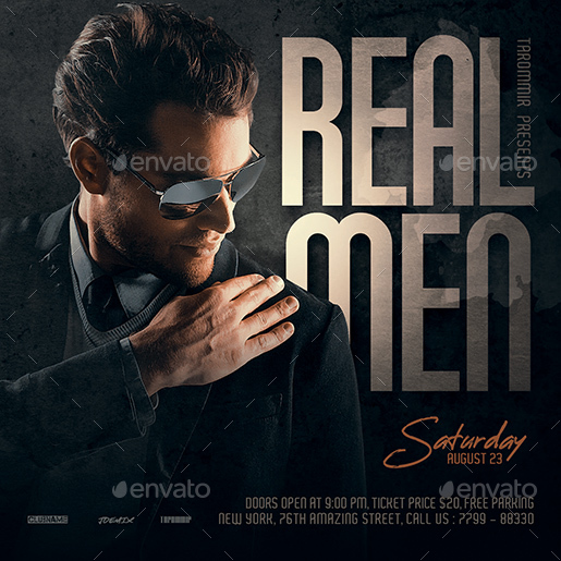 Real Men Flyer Template, Print Templates | GraphicRiver