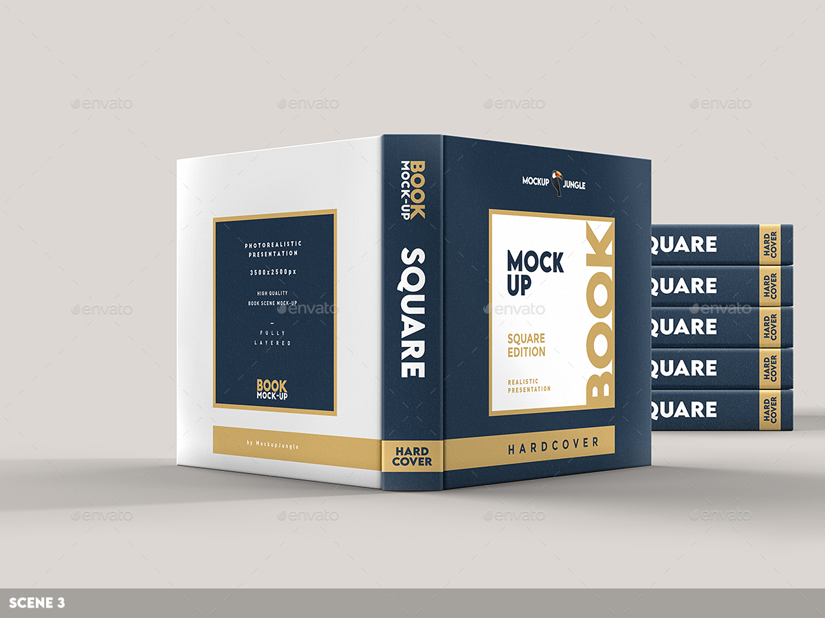 Square Book Mock-Up (Hardcover) - 8 scenes, Graphics | GraphicRiver