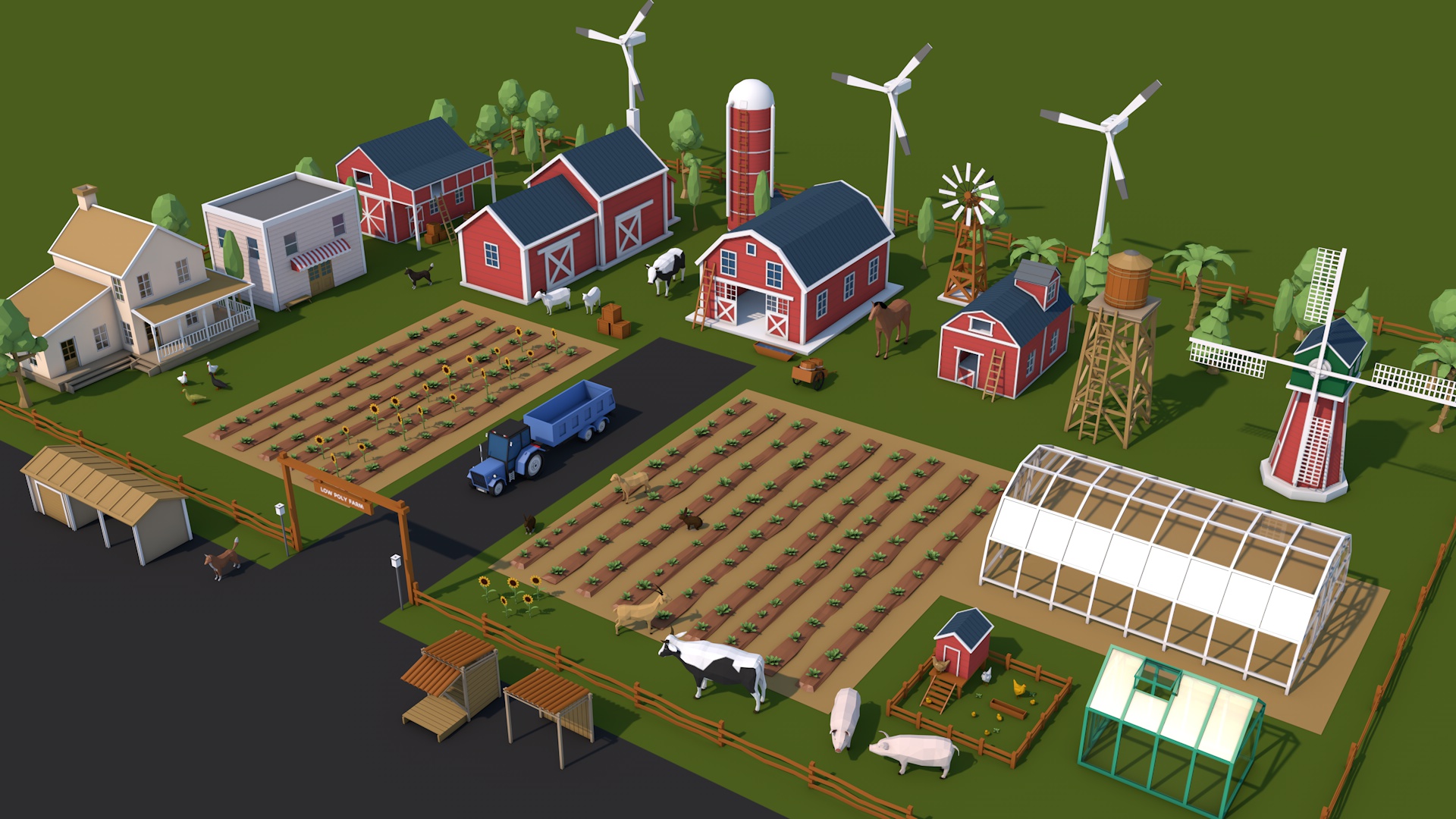 Low Poly Farm House and Animals Pack by multimedia4d | 3DOcean