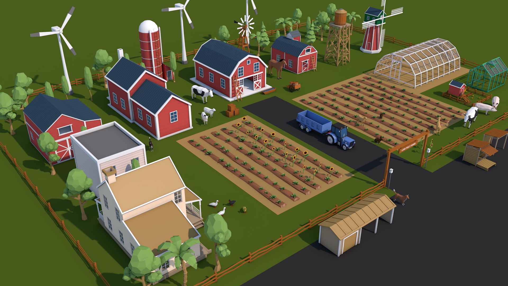 Low Poly Farm House and Animals Pack by multimedia4d | 3DOcean