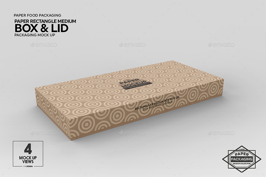 Medium Rectangular Paper Box and Lid Packaging Mockup, Graphics ...