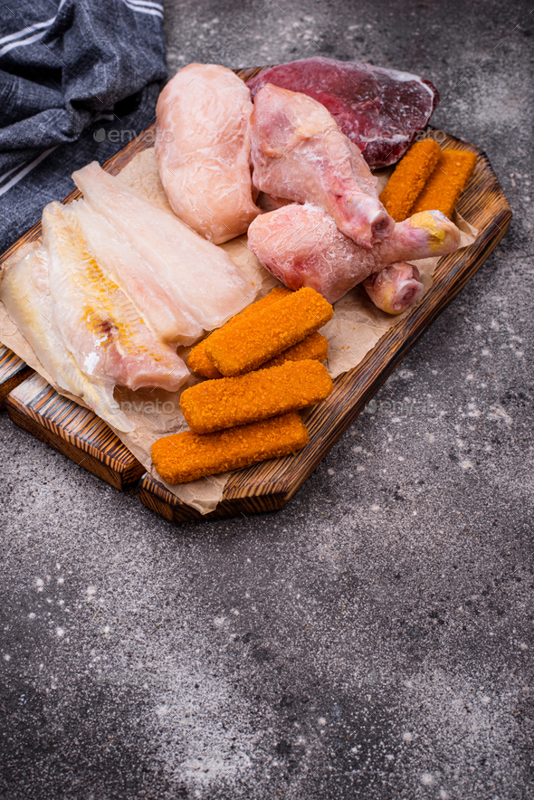 Set of various frozen meat and fish Stock Photo by furmanphoto | PhotoDune