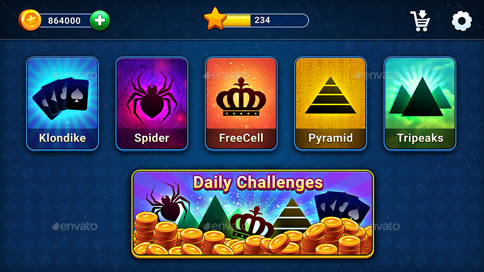 Solitaire Collection Game Kit (Vol-2), Game Assets | GraphicRiver