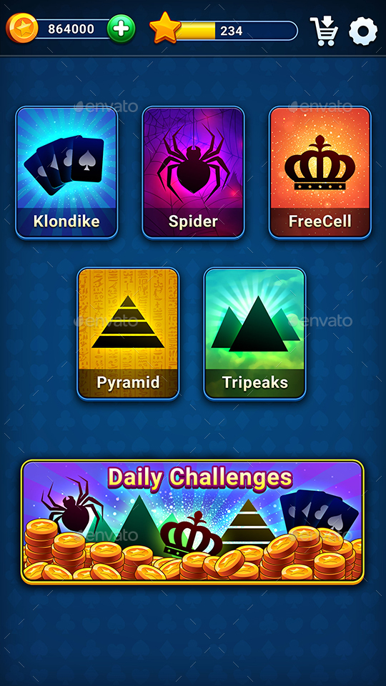 Solitaire Collection Game Kit (Vol-2), Game Assets | GraphicRiver