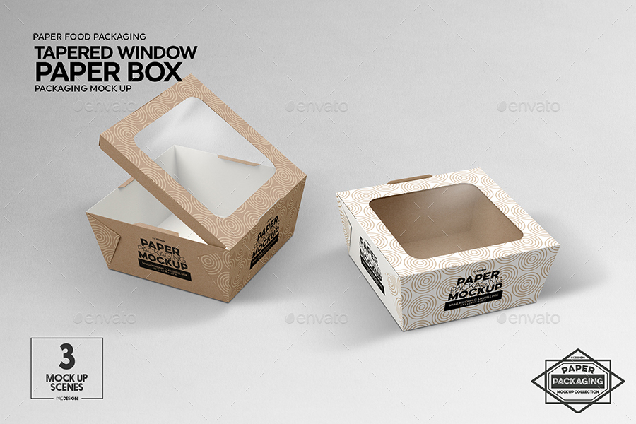 Paper Tapered Window Boxes Packaging Mockup, Graphics | GraphicRiver