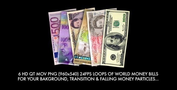 Money Particles - International (Pack of 6), Motion Graphics | VideoHive
