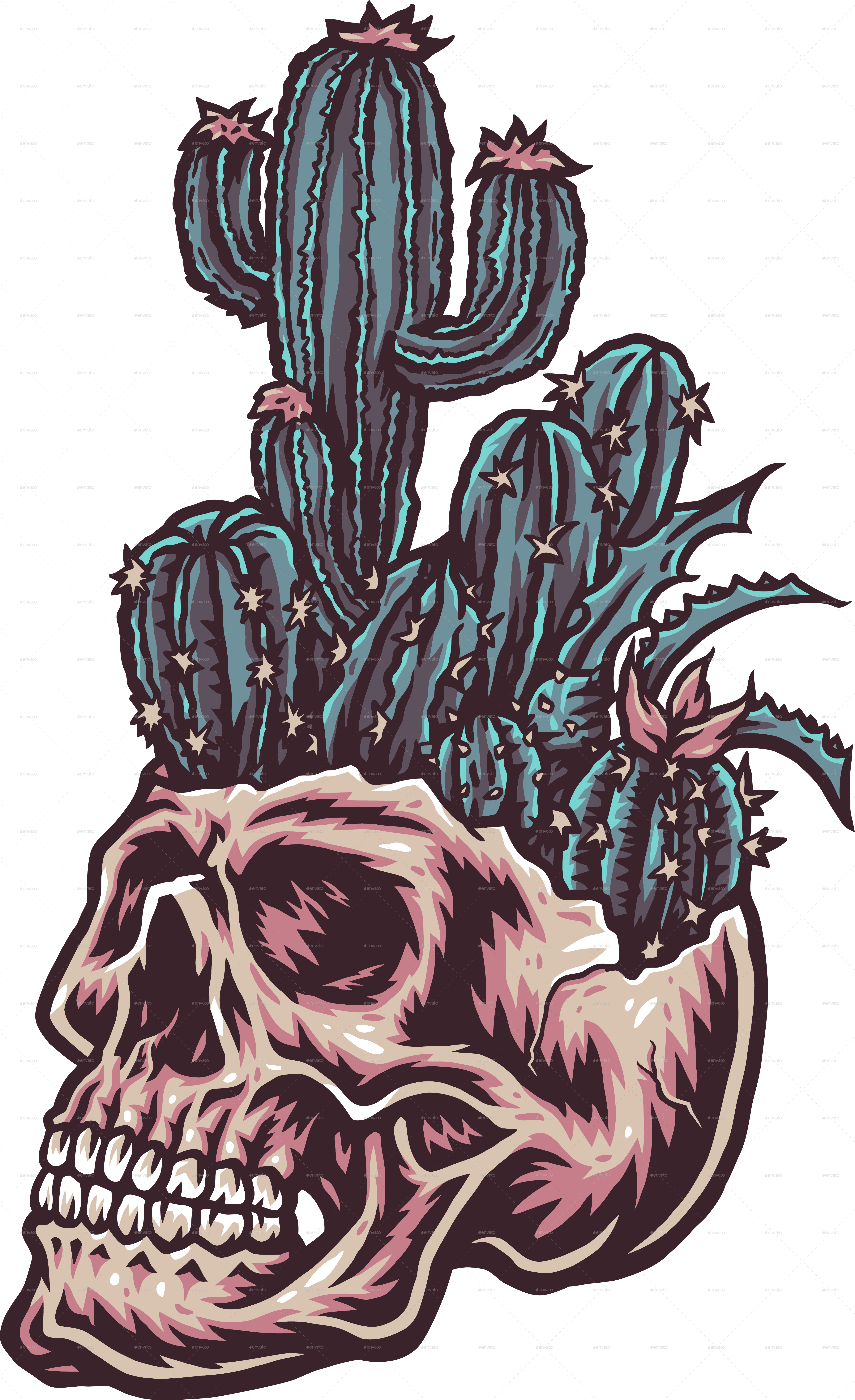 Skull with Cactus, Vectors | GraphicRiver