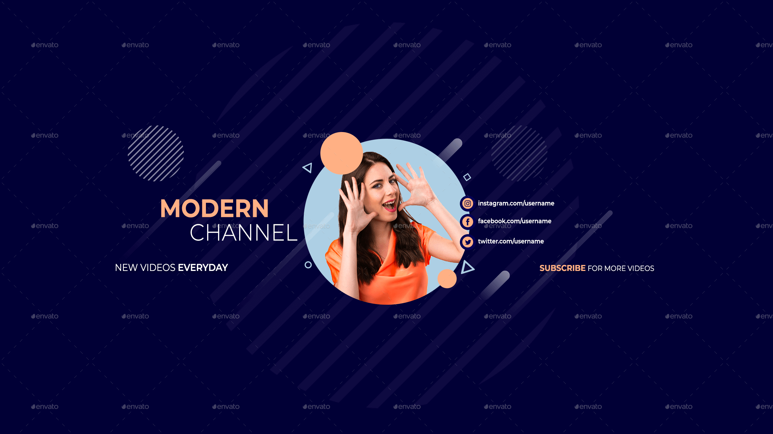 Modern Youtube Channel Banner, Web Elements | GraphicRiver