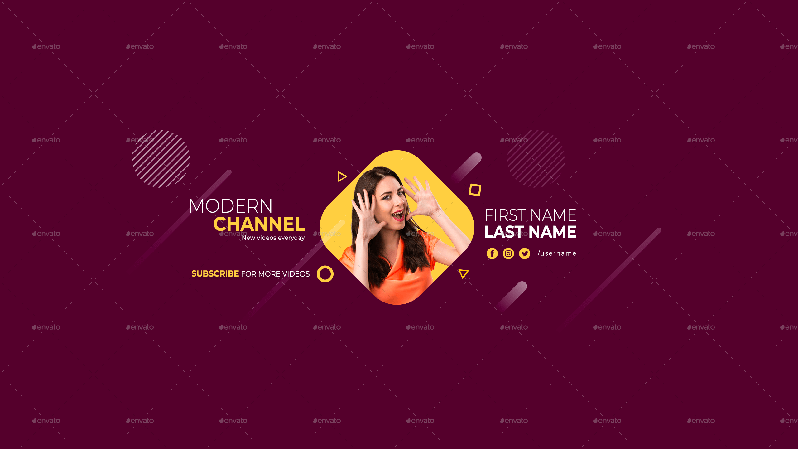 Modern Youtube Channel Banner, Web Elements | GraphicRiver